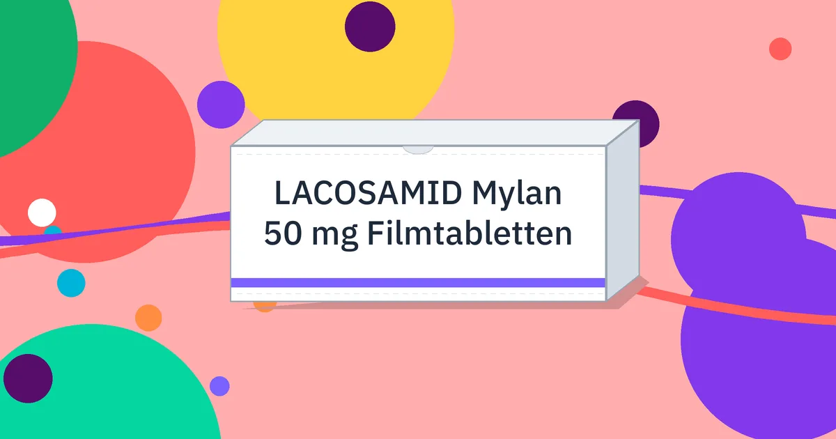 Symbolbild: Packung mit der Aufschrift LACOSAMID Mylan 50 mg Filmtabletten (PZN 17592186) – Verfügbarkeit und Bezug in Apotheken in Frankfurt am Main