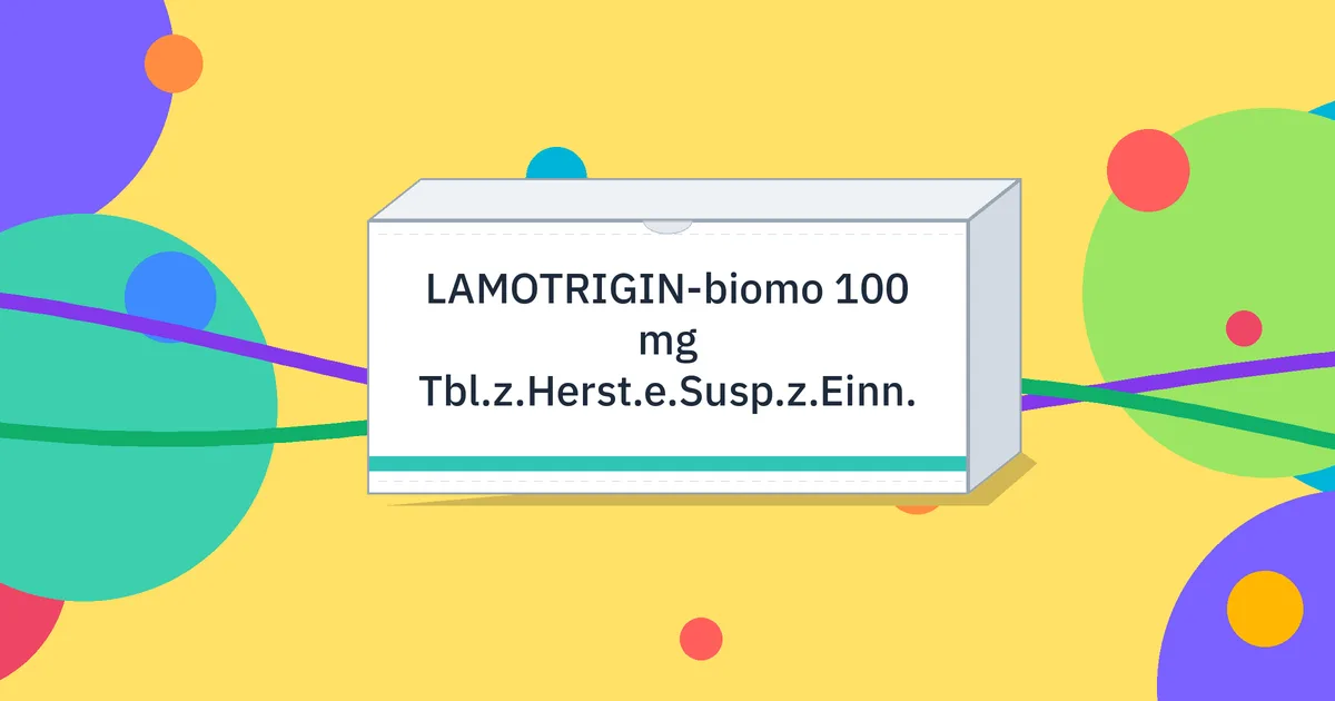 Symbolbild: Packung mit der Aufschrift LAMOTRIGIN-biomo 100 mg Tbl.z.Herst.e.Susp.z.Einn. (PZN 04346037) – Verfügbarkeit und Bezug in Apotheken in Frankfurt am Main