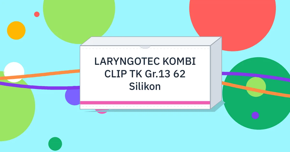 Symbolbild: Packung mit der Aufschrift LARYNGOTEC KOMBI CLIP TK Gr.13 62 Silikon (PZN 19531993) – Verfügbarkeit und Bezug in Apotheken in Frankfurt am Main