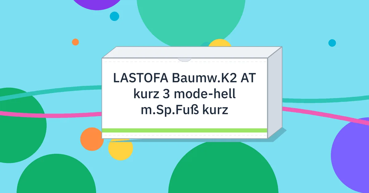 Symbolbild: Packung mit der Aufschrift LASTOFA Baumw.K2 AT kurz 3 mode-hell m.Sp.Fuß kurz (PZN 01951878) – Verfügbarkeit und Bezug in Apotheken in Frankfurt am Main