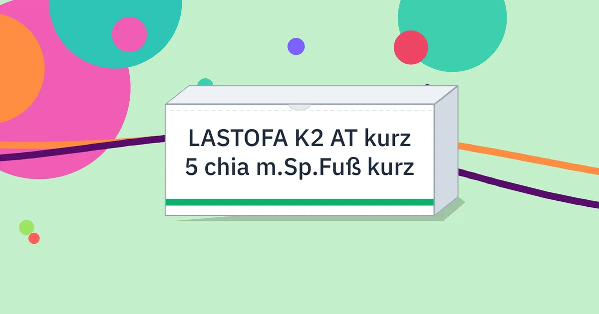 Symbolbild: Packung mit der Aufschrift LASTOFA K2 AT kurz 5 chia m.Sp.Fuß kurz (PZN 13809625) – Verfügbarkeit und Bezug in Apotheken in Frankfurt am Main