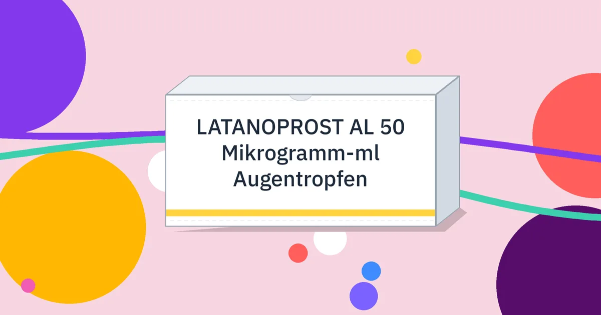Symbolbild: Packung mit der Aufschrift LATANOPROST AL 50 Mikrogramm-ml Augentropfen (PZN 08469044) – Verfügbarkeit und Bezug in Apotheken in Frankfurt am Main