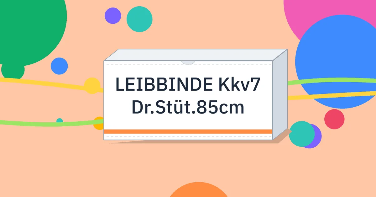 Symbolbild: Packung mit der Aufschrift LEIBBINDE Kkv7 Dr.Stüt.85cm (PZN 01966609) – Verfügbarkeit und Bezug in Apotheken in Frankfurt am Main