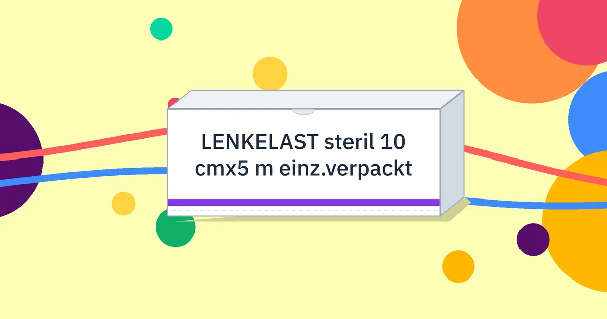 Symbolbild: Packung mit der Aufschrift LENKELAST steril 10 cmx5 m einz.verpackt (PZN 17554429) – Verfügbarkeit und Bezug in Apotheken in Frankfurt am Main