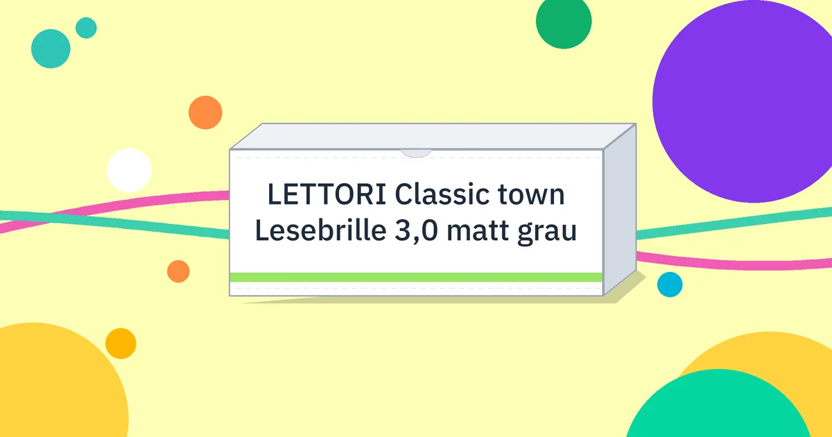 Symbolbild: Packung mit der Aufschrift LETTORI Classic town Lesebrille 3,0 matt grau (PZN 11118199) – Verfügbarkeit und Bezug in Apotheken in Frankfurt am Main