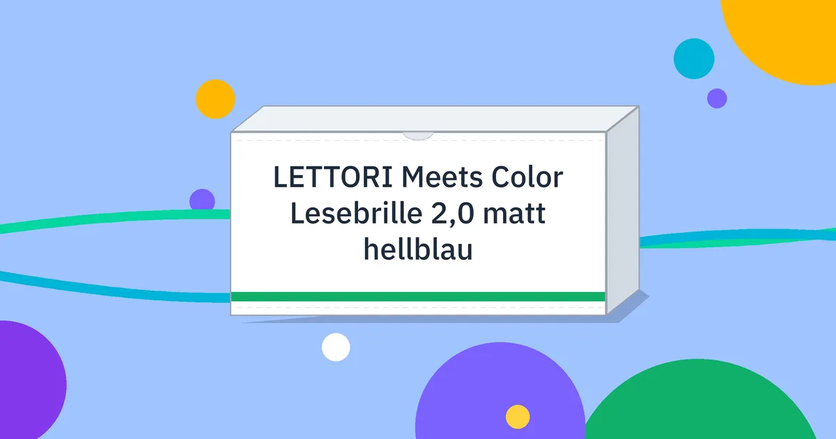 Symbolbild: Packung mit der Aufschrift LETTORI Meets Color Lesebrille 2,0 matt hellblau (PZN 11057210) – Verfügbarkeit und Bezug in Apotheken in Frankfurt am Main