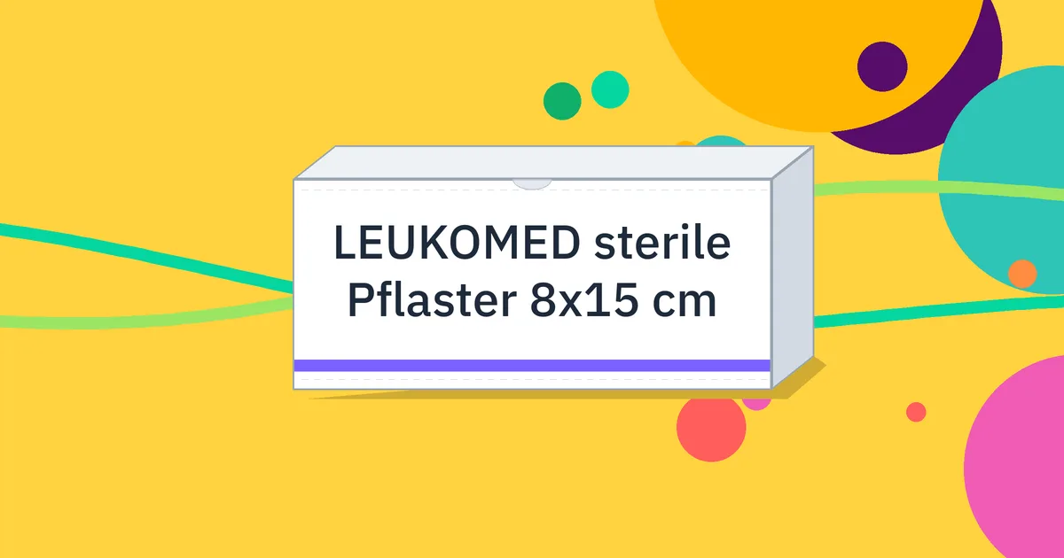 Symbolbild: Packung mit der Aufschrift LEUKOMED sterile Pflaster 8x15 cm (PZN 01050738) – Verfügbarkeit und Bezug in Apotheken in Frankfurt am Main