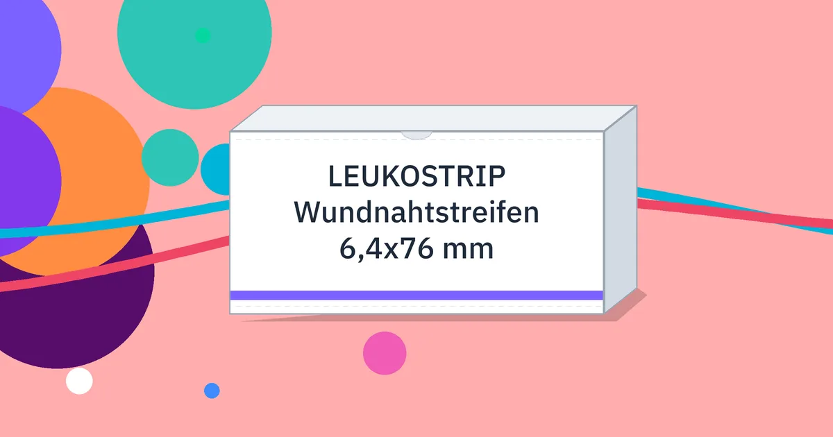 Symbolbild: Packung mit der Aufschrift LEUKOSTRIP Wundnahtstreifen 6,4x76 mm (PZN 06998703) – Verfügbarkeit und Bezug in Apotheken in Frankfurt am Main