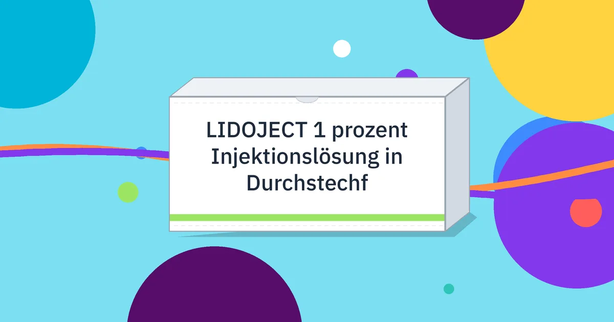 Symbolbild: Packung mit der Aufschrift LIDOJECT 1 prozent Injektionslösung in Durchstechf (PZN 06955272) – Verfügbarkeit und Bezug in Apotheken in Frankfurt am Main