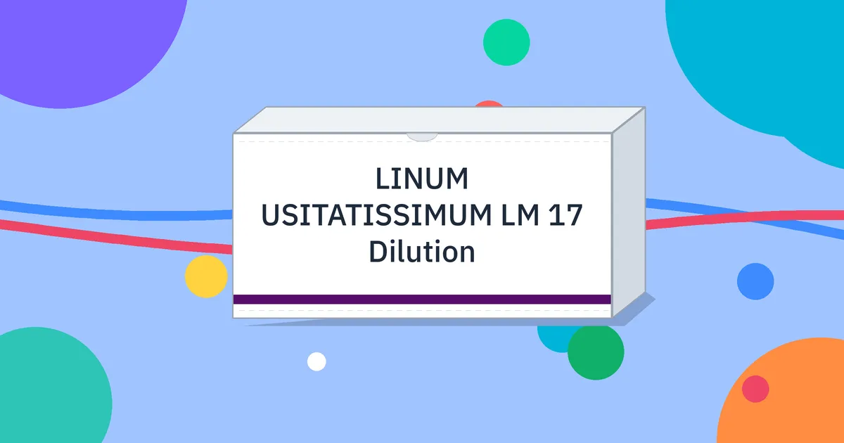 Symbolbild: Packung mit der Aufschrift LINUM USITATISSIMUM LM 17 Dilution (PZN 13530627) – Verfügbarkeit und Bezug in Apotheken in Frankfurt am Main