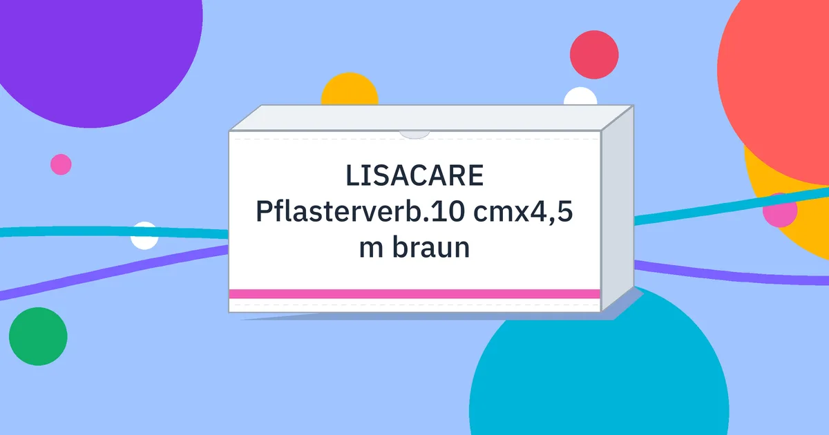 Symbolbild: Packung mit der Aufschrift LISACARE Pflasterverb.10 cmx4,5 m braun (PZN 17893195) – Verfügbarkeit und Bezug in Apotheken in Frankfurt am Main