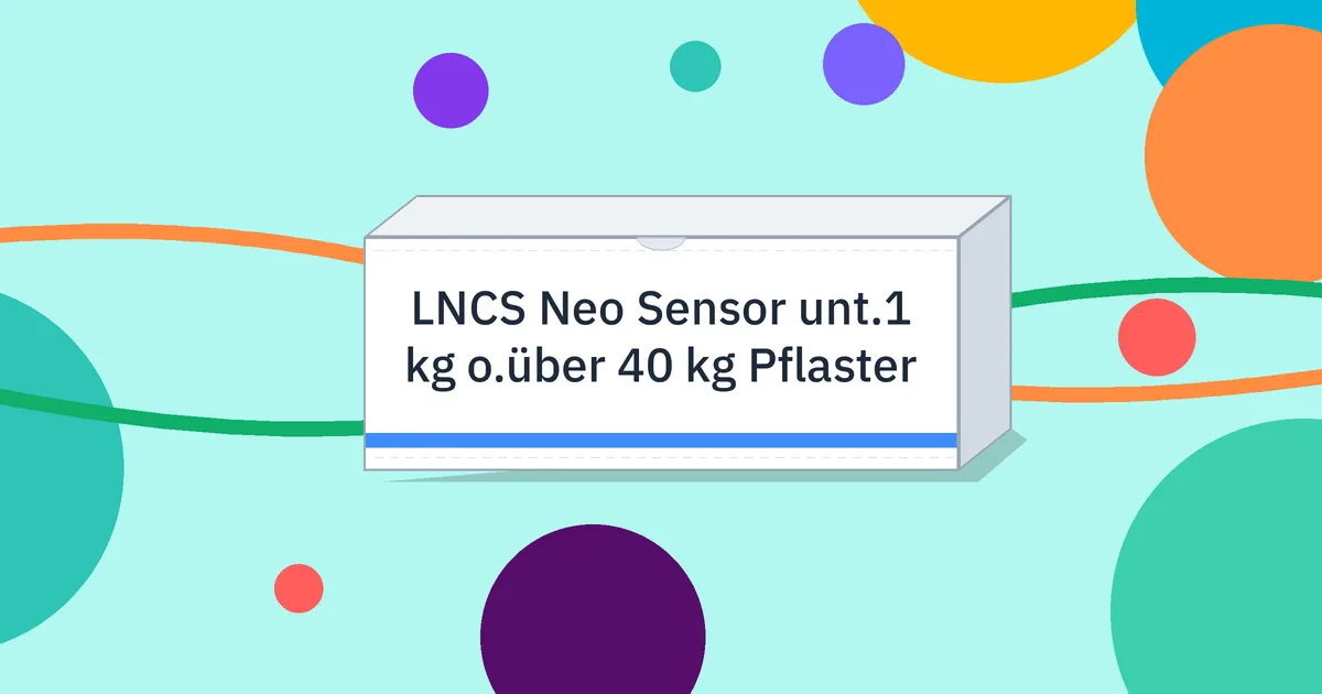 Symbolbild: Packung mit der Aufschrift LNCS Neo Sensor unt.1 kg o.über 40 kg Pflaster (PZN 04776654) – Verfügbarkeit und Bezug in Apotheken in Frankfurt am Main
