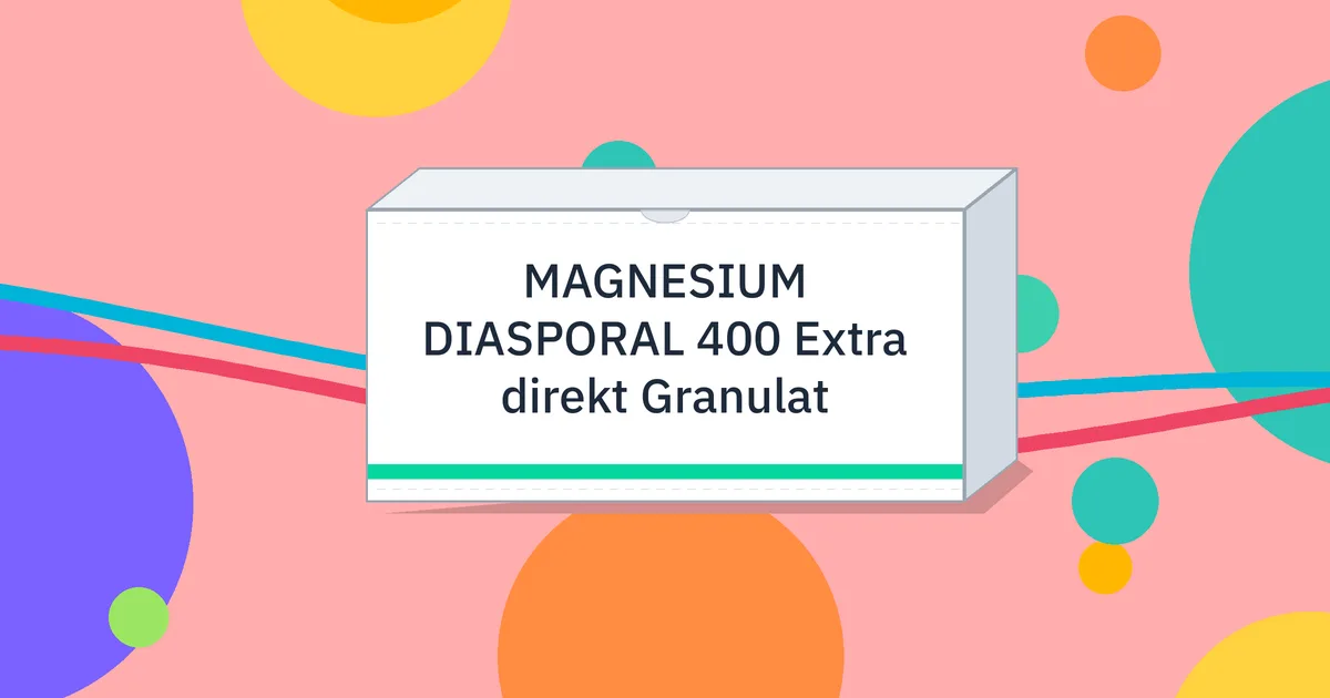 Symbolbild: Packung mit der Aufschrift MAGNESIUM DIASPORAL 400 Extra direkt Granulat (PZN 08402413) – Verfügbarkeit und Bezug in Apotheken in Frankfurt am Main