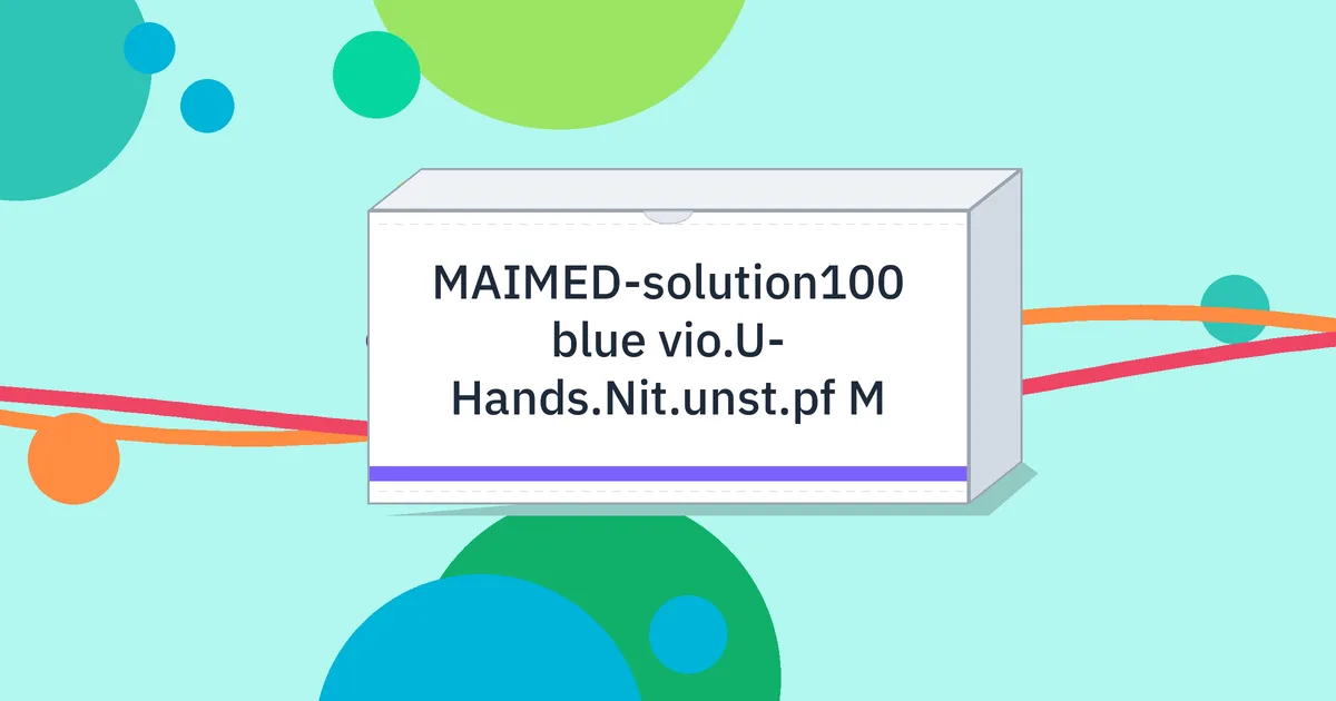 Symbolbild: Packung mit der Aufschrift MAIMED-solution100 blue vio.U-Hands.Nit.unst.pf M (PZN 11302744) – Verfügbarkeit und Bezug in Apotheken in Frankfurt am Main