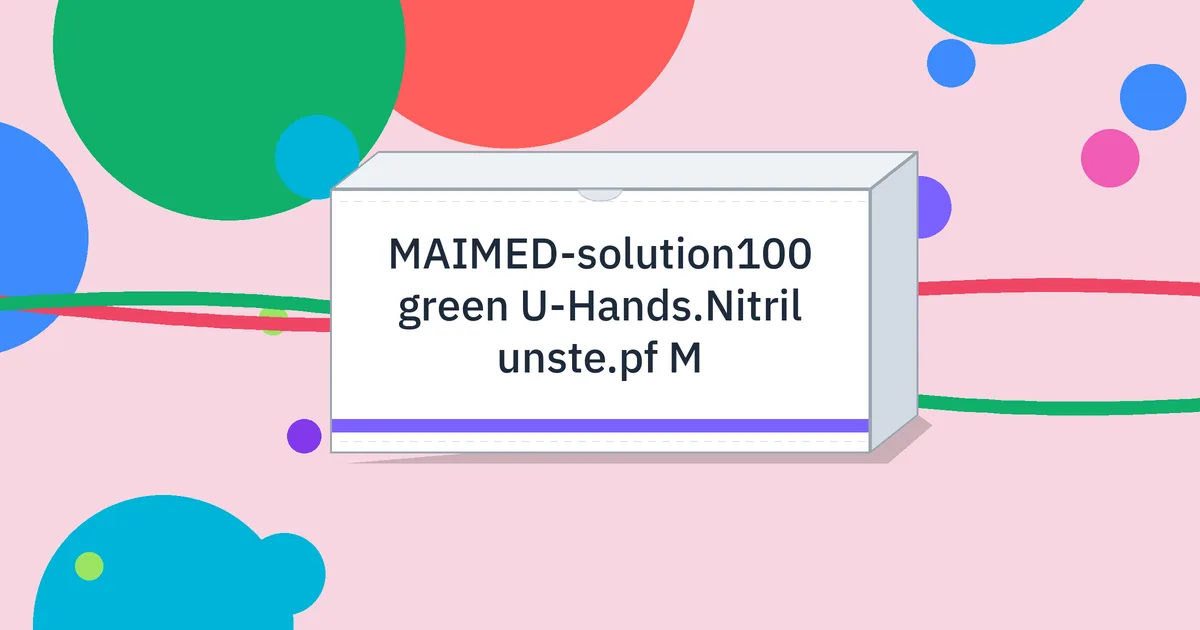 Symbolbild: Packung mit der Aufschrift MAIMED-solution100 green U-Hands.Nitril unste.pf M (PZN 20047831) – Verfügbarkeit und Bezug in Apotheken in Frankfurt am Main