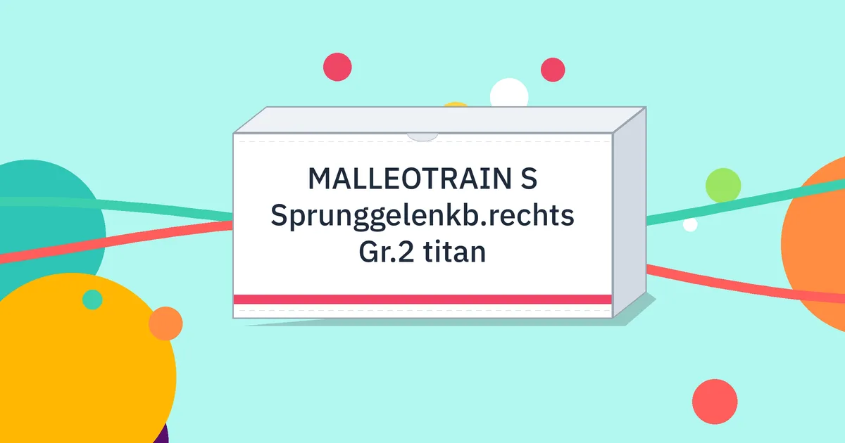 Symbolbild: Packung mit der Aufschrift MALLEOTRAIN S Sprunggelenkb.rechts Gr.2 titan (PZN 10220665) – Verfügbarkeit und Bezug in Apotheken in Frankfurt am Main