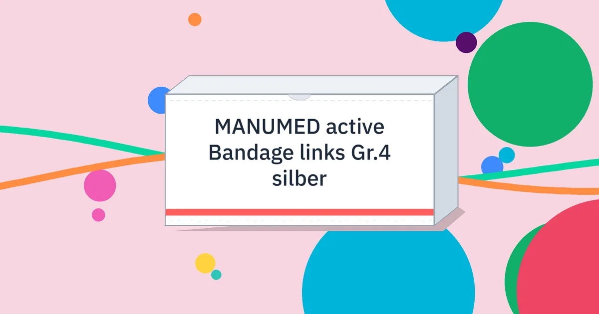 Symbolbild: Packung mit der Aufschrift MANUMED active Bandage links Gr.4 silber (PZN 06055775) – Verfügbarkeit und Bezug in Apotheken in Frankfurt am Main