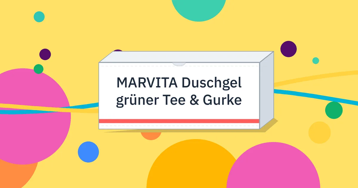 Symbolbild: Packung mit der Aufschrift MARVITA Duschgel grüner Tee & Gurke (PZN 11331616) – Verfügbarkeit und Bezug in Apotheken in Frankfurt am Main
