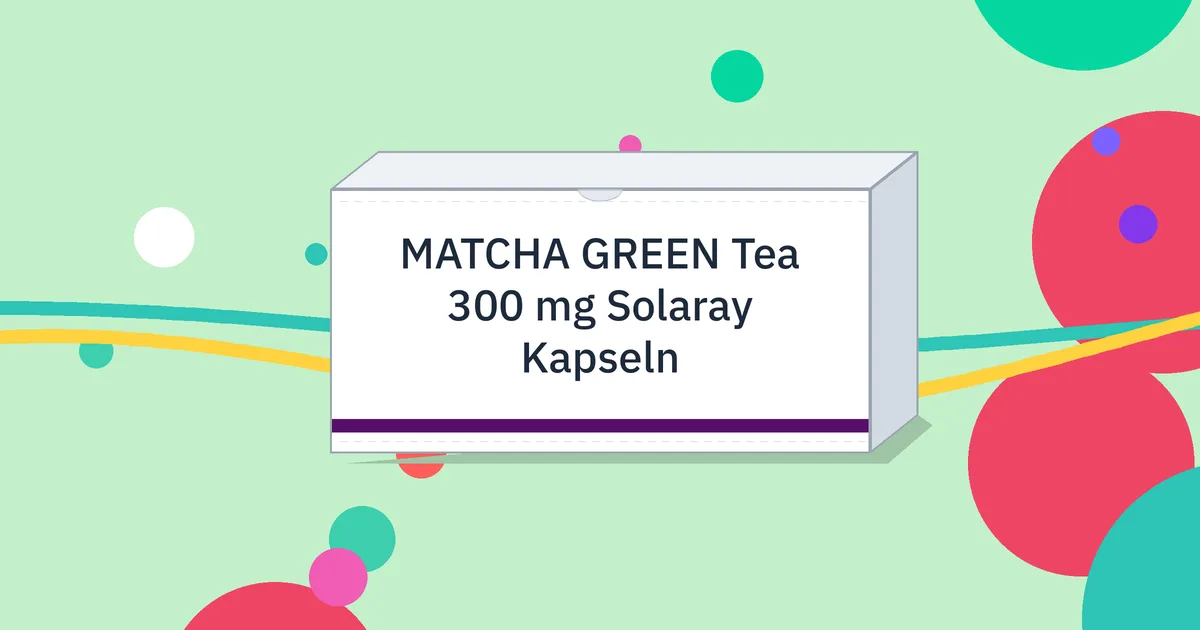 Symbolbild: Packung mit der Aufschrift MATCHA GREEN Tea 300 mg Solaray Kapseln (PZN 17254325) – Verfügbarkeit und Bezug in Apotheken in Frankfurt am Main