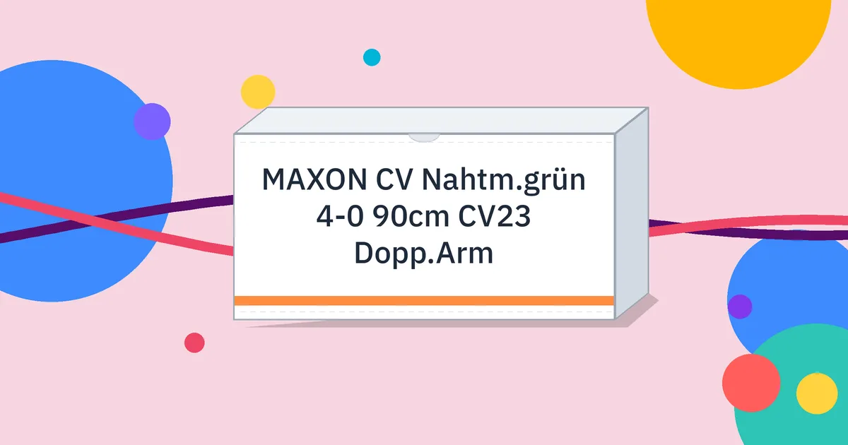 Symbolbild: Packung mit der Aufschrift MAXON CV Nahtm.grün 4-0 90cm CV23 Dopp.Arm (PZN 18258880) – Verfügbarkeit und Bezug in Apotheken in Frankfurt am Main