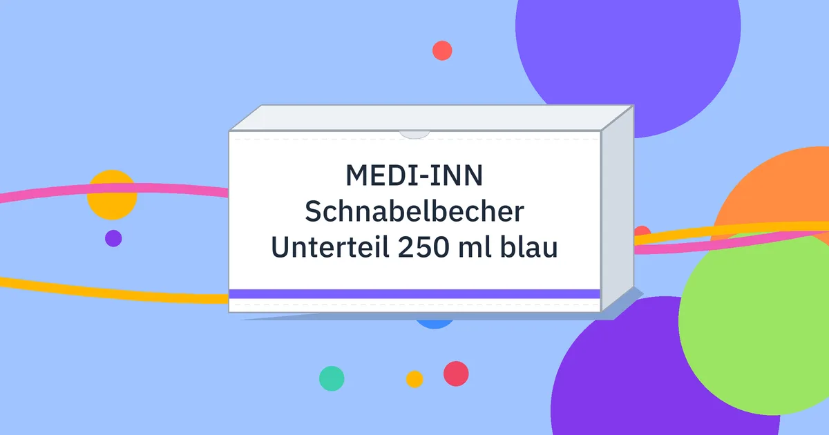 Symbolbild: Packung mit der Aufschrift MEDI-INN Schnabelbecher Unterteil 250 ml blau (PZN 08815026) – Verfügbarkeit und Bezug in Apotheken in Frankfurt am Main