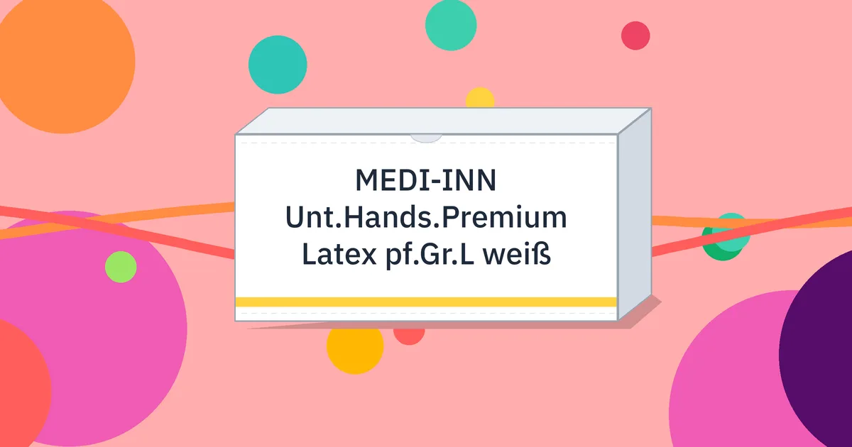 Symbolbild: Packung mit der Aufschrift MEDI-INN Unt.Hands.Premium Latex pf.Gr.L weiß (PZN 04602026) – Verfügbarkeit und Bezug in Apotheken in Frankfurt am Main