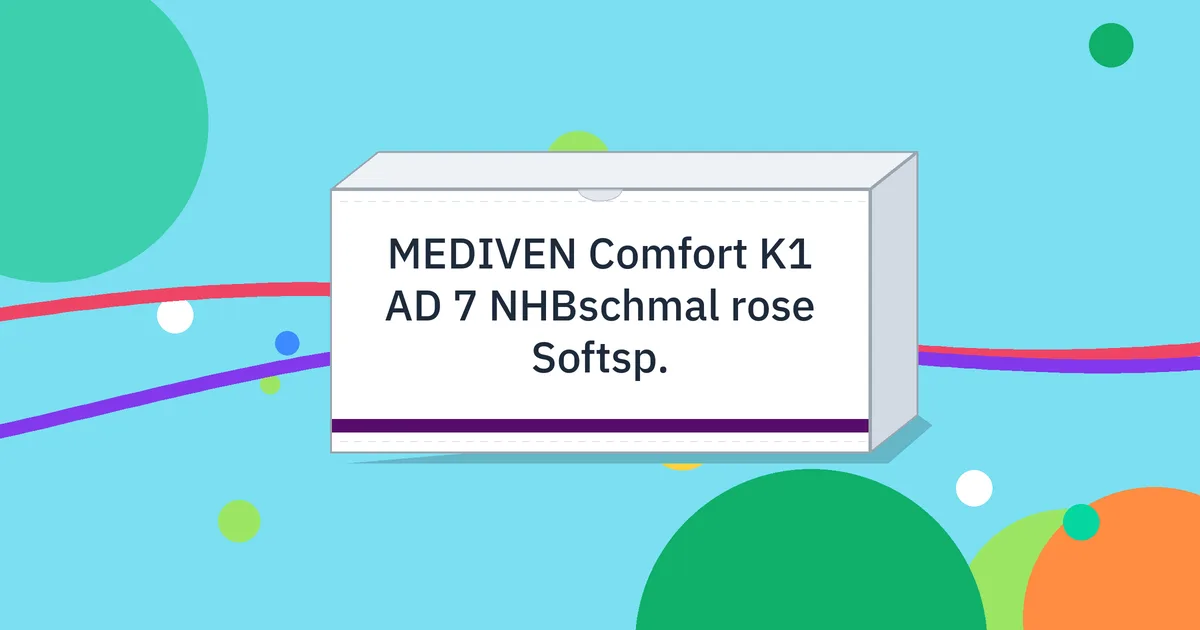 Symbolbild: Packung mit der Aufschrift MEDIVEN Comfort K1 AD 7 NHBschmal rose Softsp. (PZN 14561618) – Verfügbarkeit und Bezug in Apotheken in Frankfurt am Main