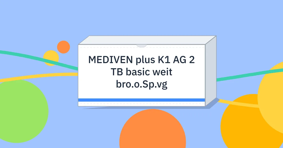 Symbolbild: Packung mit der Aufschrift MEDIVEN plus K1 AG 2 TB basic weit bro.o.Sp.vg (PZN 15059134) – Verfügbarkeit und Bezug in Apotheken in Frankfurt am Main