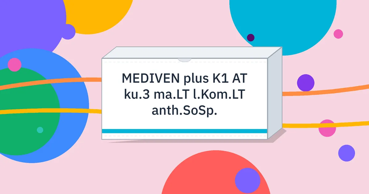 Symbolbild: Packung mit der Aufschrift MEDIVEN plus K1 AT ku.3 ma.LT l.Kom.LT anth.SoSp. (PZN 15071595) – Verfügbarkeit und Bezug in Apotheken in Frankfurt am Main
