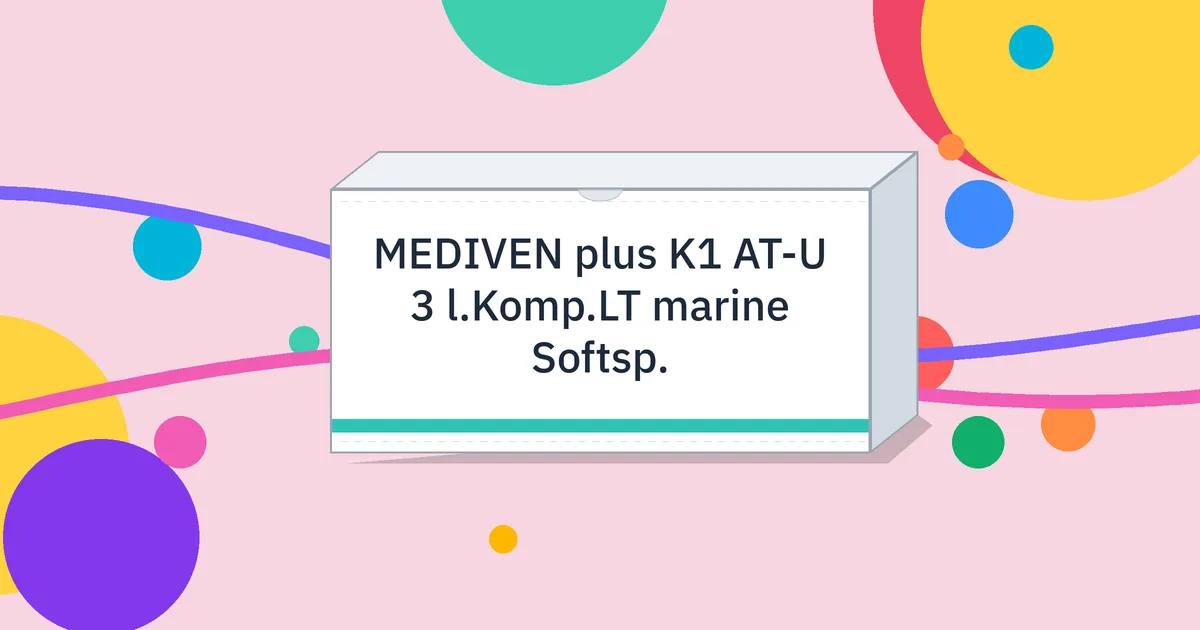 Symbolbild: Packung mit der Aufschrift MEDIVEN plus K1 AT-U 3 l.Komp.LT marine Softsp. (PZN 15032655) – Verfügbarkeit und Bezug in Apotheken in Frankfurt am Main