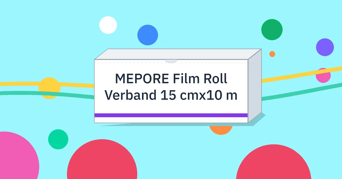 Symbolbild: Packung mit der Aufschrift MEPORE Film Roll Verband 15 cmx10 m (PZN 08811904) – Verfügbarkeit und Bezug in Apotheken in Frankfurt am Main