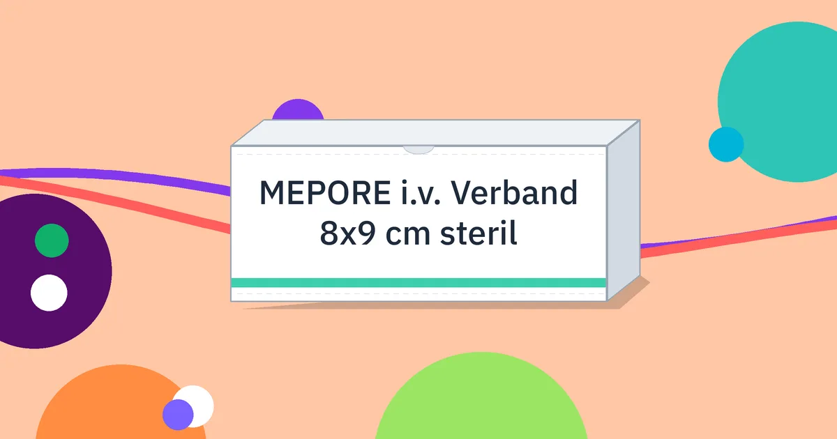 Symbolbild: Packung mit der Aufschrift MEPORE i.v. Verband 8x9 cm steril (PZN 09272556) – Verfügbarkeit und Bezug in Apotheken in Frankfurt am Main