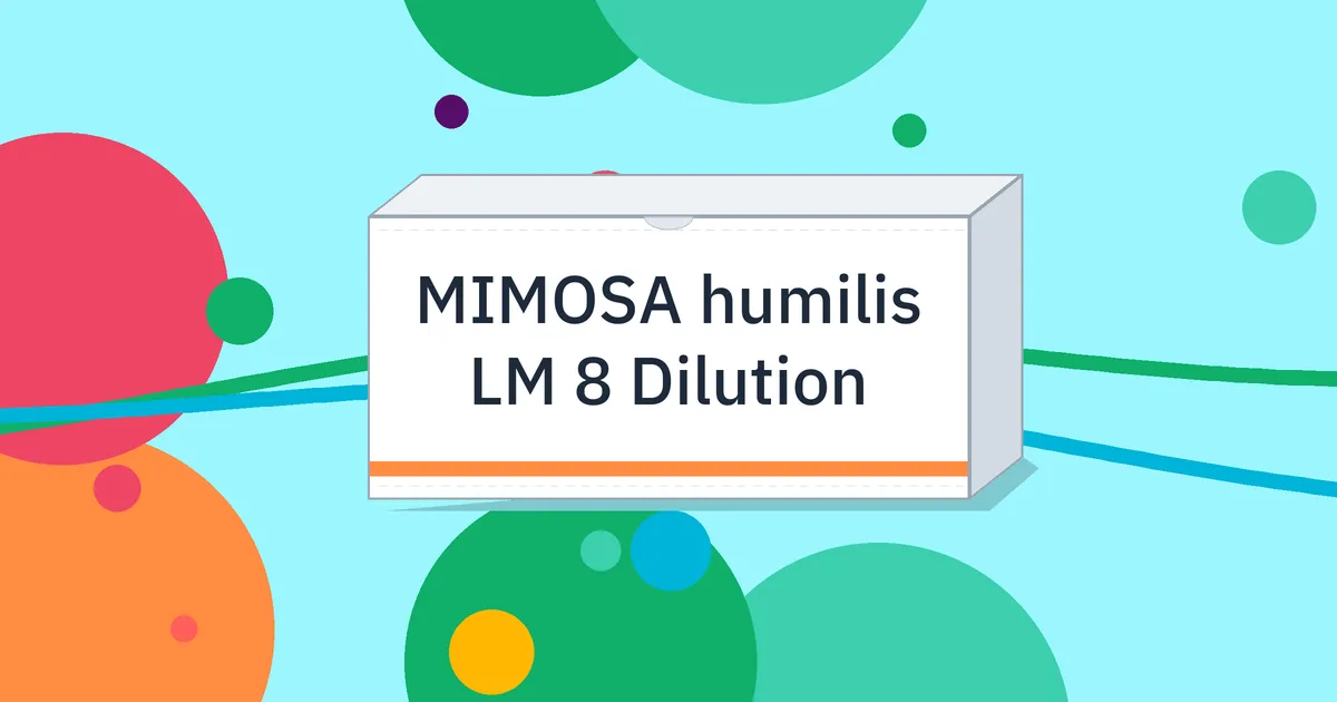 Symbolbild: Packung mit der Aufschrift MIMOSA humilis LM 8 Dilution (PZN 13608364) – Verfügbarkeit und Bezug in Apotheken in Frankfurt am Main