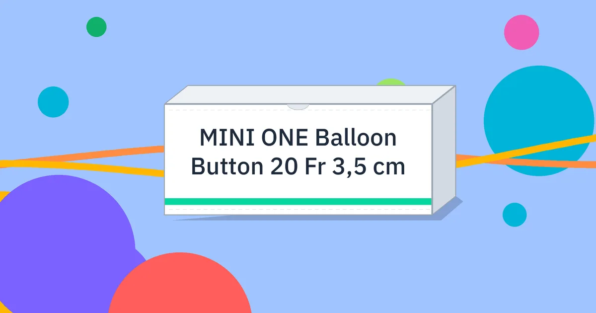 Symbolbild: Packung mit der Aufschrift MINI ONE Balloon Button 20 Fr 3,5 cm (PZN 14342454) – Verfügbarkeit und Bezug in Apotheken in Frankfurt am Main