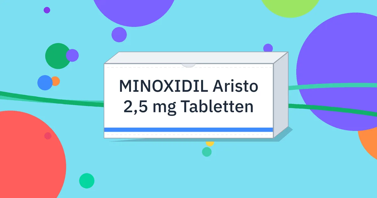 Symbolbild: Packung mit der Aufschrift MINOXIDIL Aristo 2,5 mg Tabletten (PZN 18879180) – Verfügbarkeit und Bezug in Apotheken in Frankfurt am Main