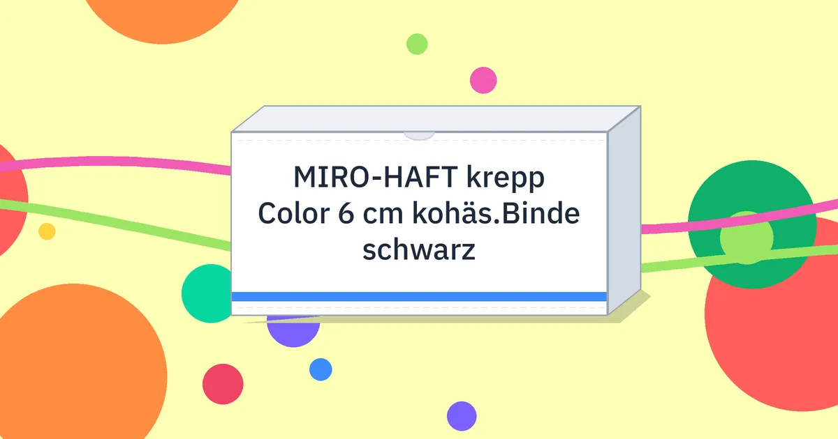 Symbolbild: Packung mit der Aufschrift MIRO-HAFT krepp Color 6 cm kohäs.Binde schwarz (PZN 07698699) – Verfügbarkeit und Bezug in Apotheken in Frankfurt am Main