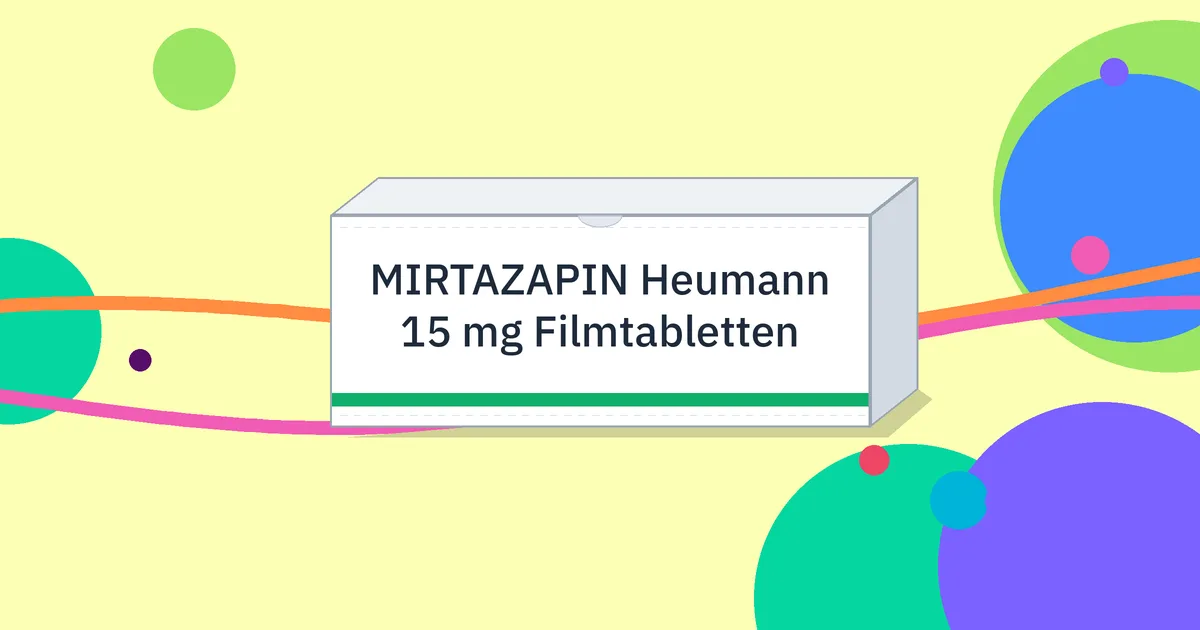 Symbolbild: Packung mit der Aufschrift MIRTAZAPIN Heumann 15 mg Filmtabletten (PZN 02892238) – Verfügbarkeit und Bezug in Apotheken in Frankfurt am Main