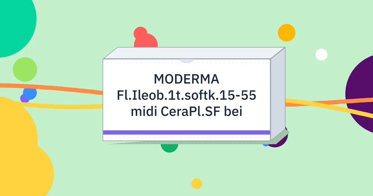 Symbolbild: Packung mit der Aufschrift MODERMA Fl.Ileob.1t.softk.15-55 midi CeraPl.SF bei (PZN 18109097) – Verfügbarkeit und Bezug in Apotheken in Frankfurt am Main