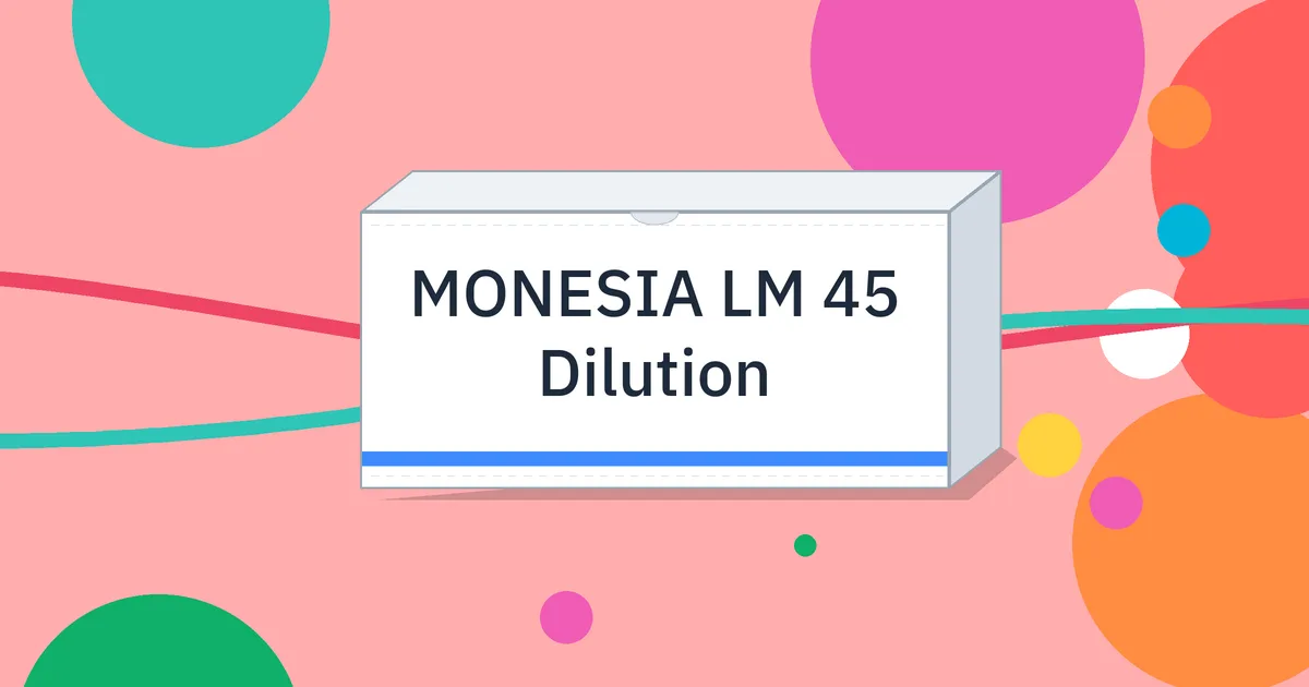 Symbolbild: Packung mit der Aufschrift MONESIA LM 45 Dilution (PZN 13610987) – Verfügbarkeit und Bezug in Apotheken in Frankfurt am Main