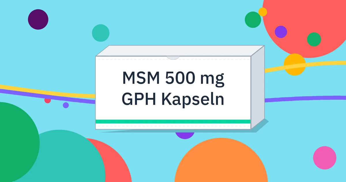 Symbolbild: Packung mit der Aufschrift MSM 500 mg GPH Kapseln (PZN 00129159) – Verfügbarkeit und Bezug in Apotheken in Frankfurt am Main