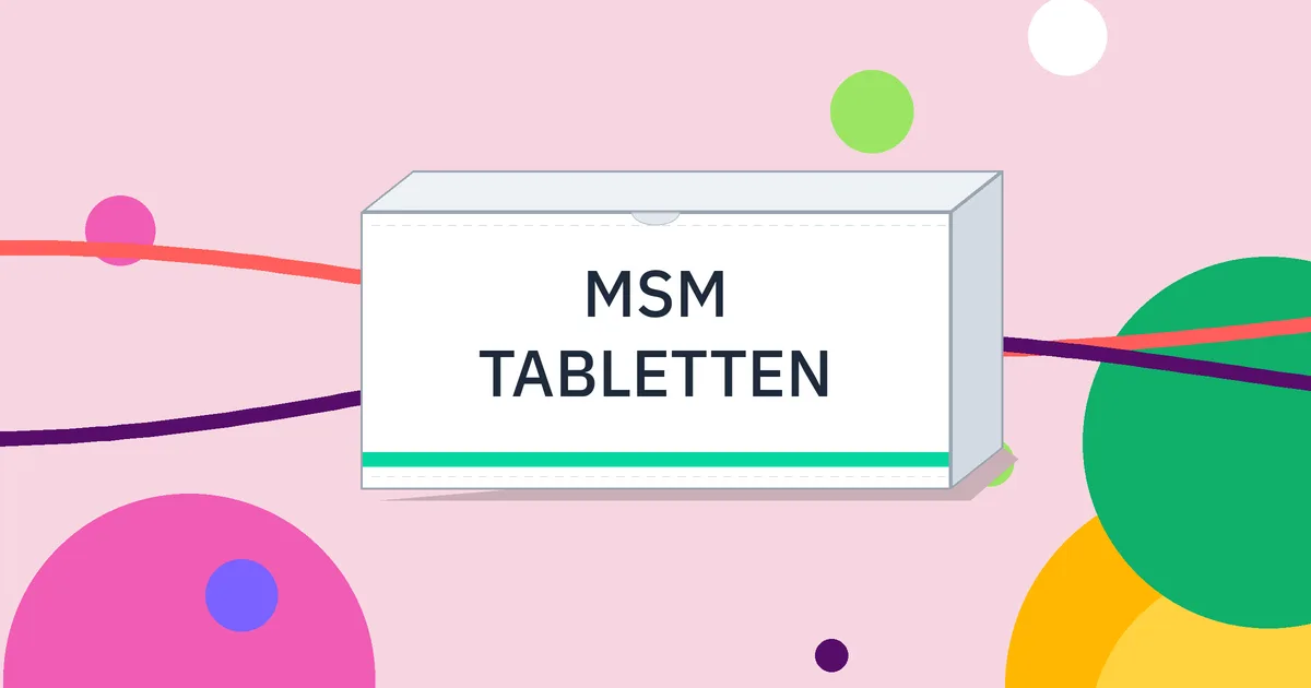 Symbolbild: Packung mit der Aufschrift MSM TABLETTEN (PZN 12472951) – Verfügbarkeit und Bezug in Apotheken in Frankfurt am Main