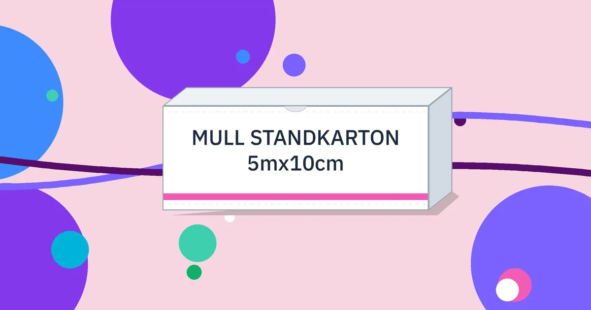 Symbolbild: Packung mit der Aufschrift MULL STANDKARTON 5mx10cm (PZN 01721718) – Verfügbarkeit und Bezug in Apotheken in Frankfurt am Main