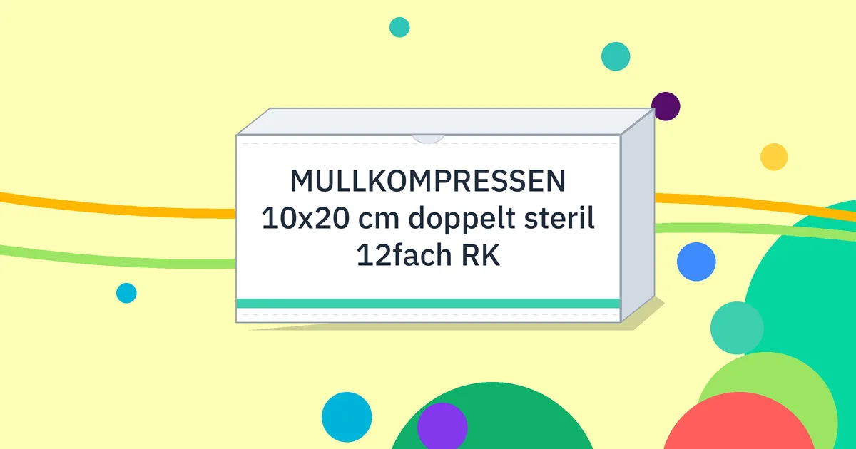 Symbolbild: Packung mit der Aufschrift MULLKOMPRESSEN 10x20 cm doppelt steril 12fach RK (PZN 12348760) – Verfügbarkeit und Bezug in Apotheken in Frankfurt am Main