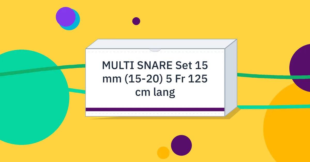 Symbolbild: Packung mit der Aufschrift MULTI SNARE Set 15 mm (15-20) 5 Fr 125 cm lang (PZN 00145684) – Verfügbarkeit und Bezug in Apotheken in Frankfurt am Main