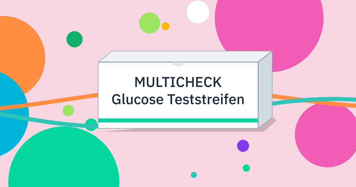 Symbolbild: Packung mit der Aufschrift MULTICHECK Glucose Teststreifen (PZN 16034366) – Verfügbarkeit und Bezug in Apotheken in Frankfurt am Main