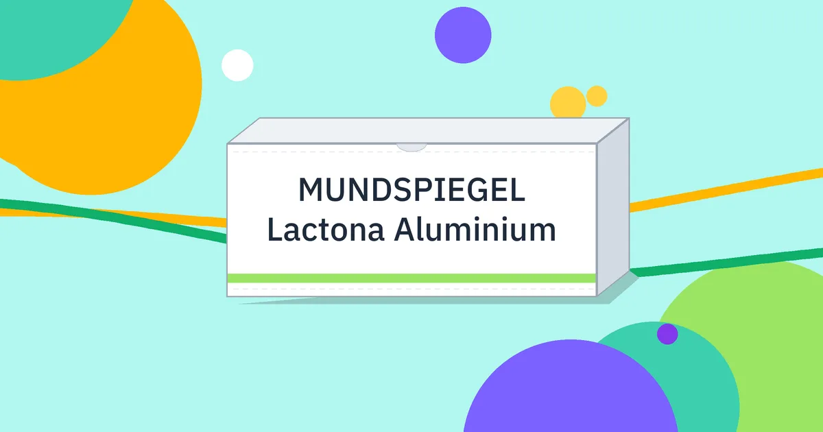 Symbolbild: Packung mit der Aufschrift MUNDSPIEGEL Lactona Aluminium (PZN 07228309) – Verfügbarkeit und Bezug in Apotheken in Frankfurt am Main