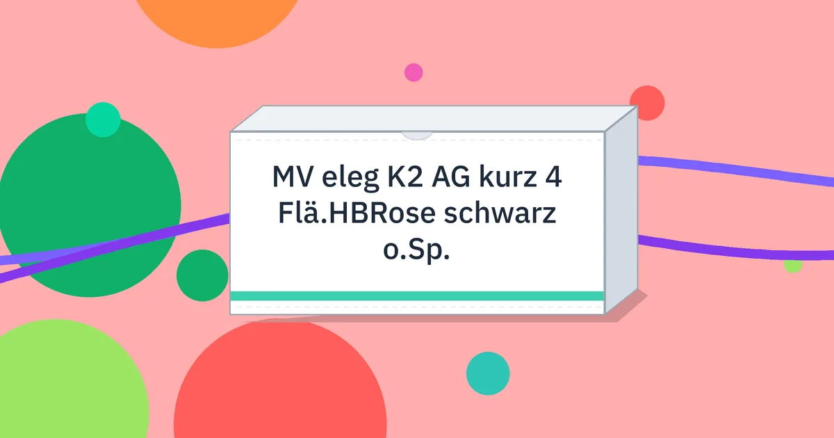 Symbolbild: Packung mit der Aufschrift MV eleg K2 AG kurz 4 Flä.HBRose schwarz o.Sp. (PZN 15705114) – Verfügbarkeit und Bezug in Apotheken in Frankfurt am Main