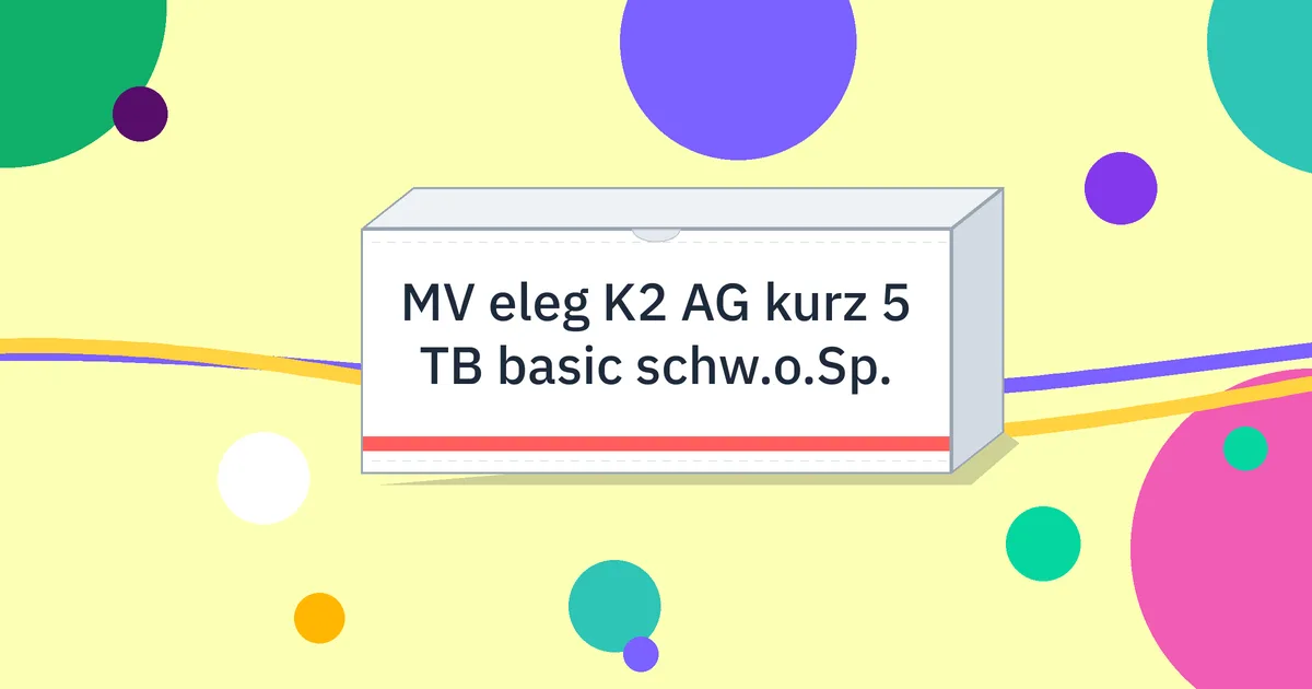 Symbolbild: Packung mit der Aufschrift MV eleg K2 AG kurz 5 TB basic schw.o.Sp. (PZN 00199533) – Verfügbarkeit und Bezug in Apotheken in Frankfurt am Main