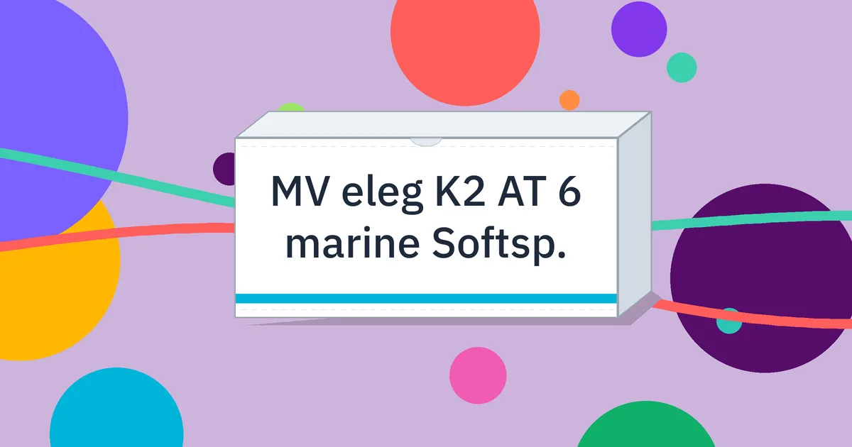 Symbolbild: Packung mit der Aufschrift MV eleg K2 AT 6 marine Softsp. (PZN 15286605) – Verfügbarkeit und Bezug in Apotheken in Frankfurt am Main