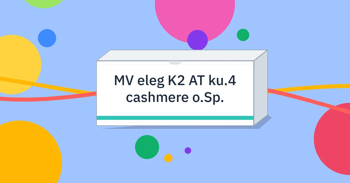 Symbolbild: Packung mit der Aufschrift MV eleg K2 AT ku.4 cashmere o.Sp. (PZN 15287349) – Verfügbarkeit und Bezug in Apotheken in Frankfurt am Main